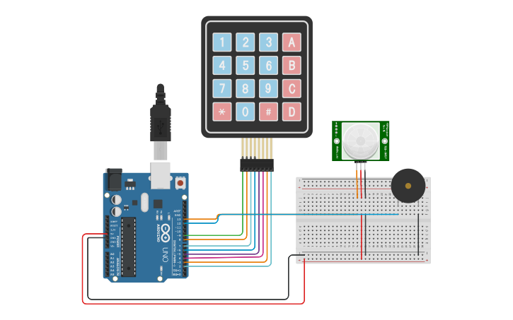 Circuit design Sistema de Seguridad Naomi 9 B - Tinkercad