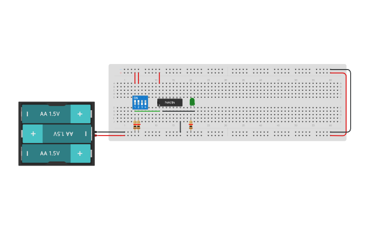 Circuit design Labo01 - Puerta Not | Tinkercad