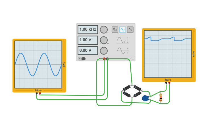 Circuit Design Full Wave Rectifier With Capacitor Tinkercad