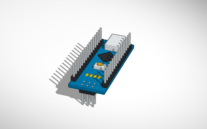 3D design Arduino Nano - pins up - ICSP pins down | Tinkercad