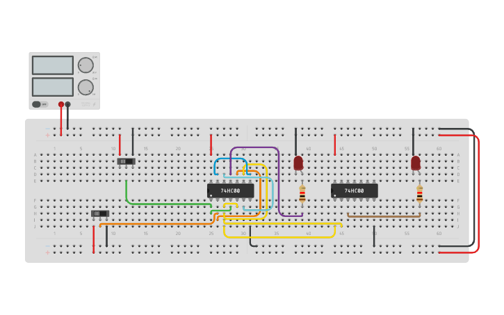 Circuit design Half Adder using NAND gate - Tinkercad