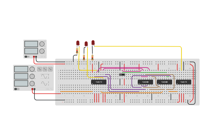 Circuit Design Exp 8 3 Bit Async Counter Using Nand 2 Ic Tinkercad 1676