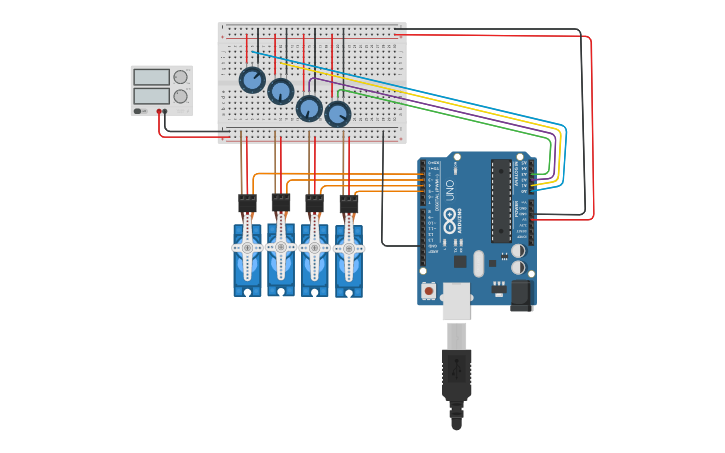 Circuit design SErvos 4 - Tinkercad