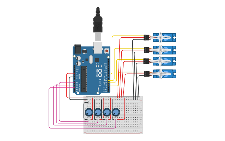Circuit Design Robotic Arm Tinkercad