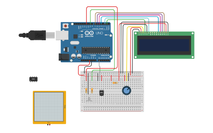Circuit design Temp. sensor data display on LCD screen with RGB LED ...