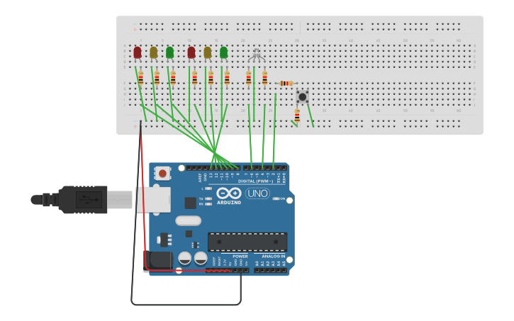 Circuit design 2 way traffic light | Tinkercad Circuit design 2 way traffic light | Tinkercad