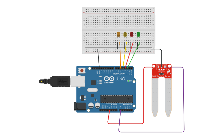 Circuit design Soil Humidity Sensor - Tinkercad