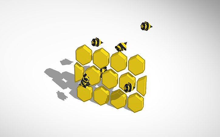 3D design Bee's at a Honey comb | Tinkercad
