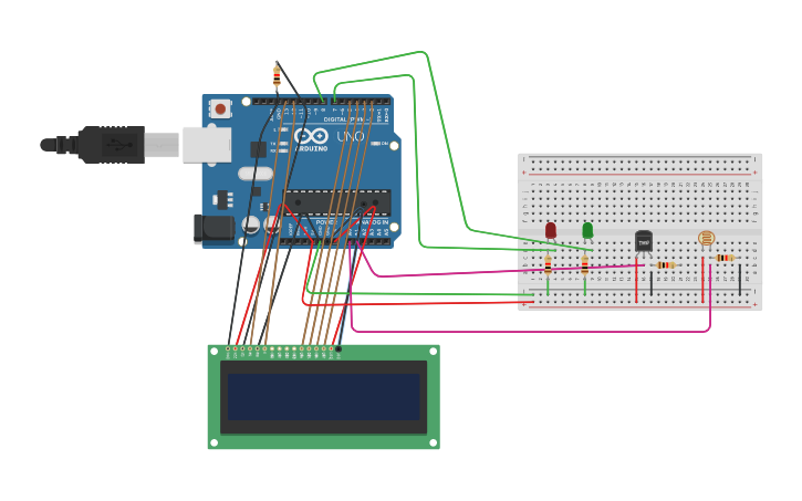 Circuit design Copy of Scrolling text display on lCD - Tinkercad Circuit design Copy of Scrolling text display on lCD - Tinkercad