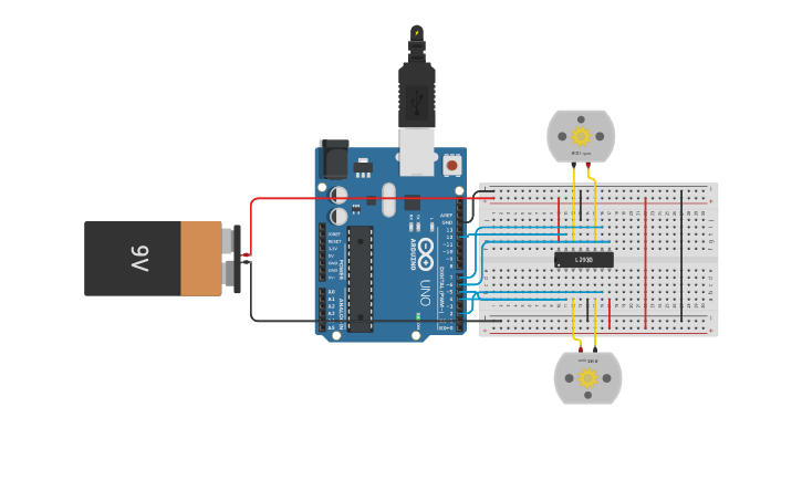 Circuit design L293D MOTOR DRIVER IC - Tinkercad