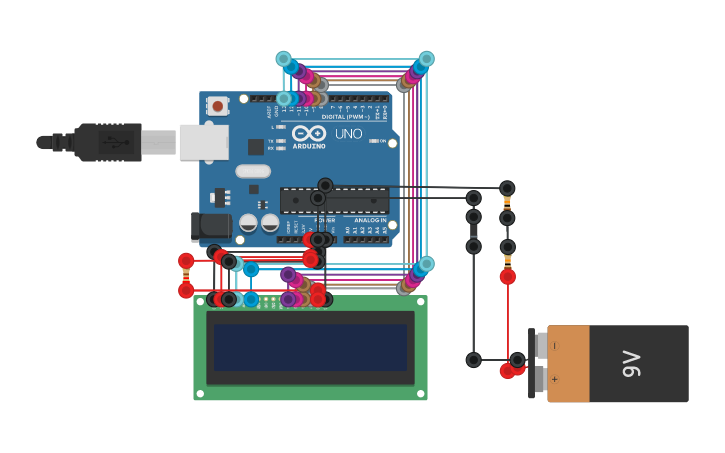 Circuit Design Эксперимент 18 Тестер батареек Tinkercad