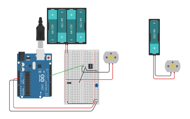 Circuit design Single Direction DC Motor Experiment | Tinkercad