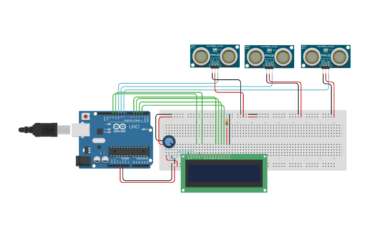 Circuit design Smart Parking - Tinkercad