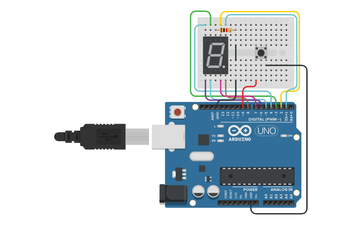 Circuit design Display de sete segmentos - Tinkercad Circuit design Display de sete segmentos - Tinkercad