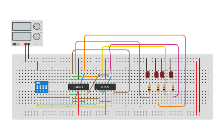 Circuit design sequence of numbers - Tinkercad