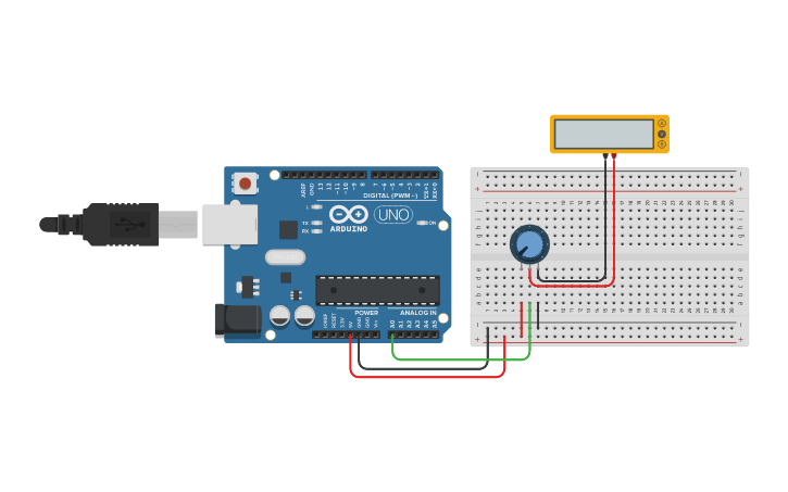 Circuit design Serieller Monitor Potentiometer | Tinkercad