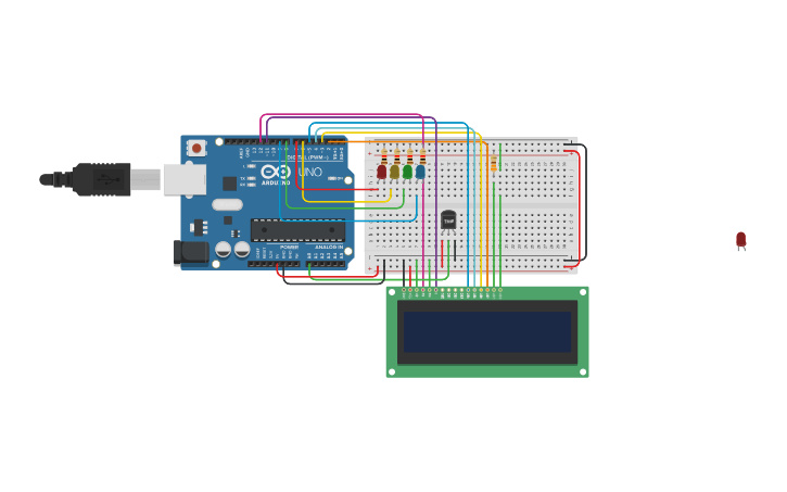 Circuit design Sensor de temperatura - Tinkercad