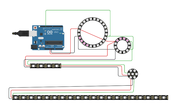 Circuit design Ejemplo de NeoPixels | Tinkercad