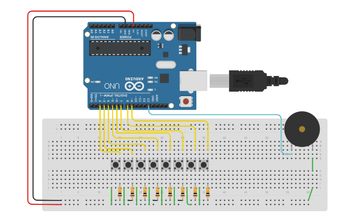 Circuit design Arduino Piano Circuit - Tinkercad