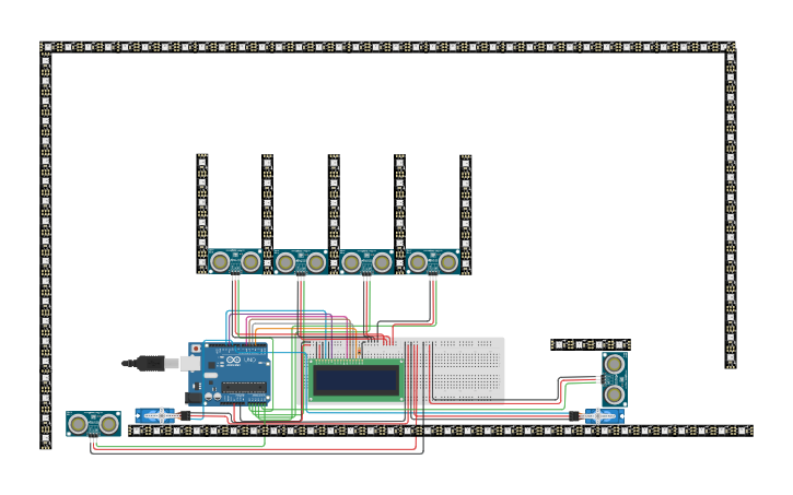 Circuit design Arduino Estacionamento ALAN XAVIER | Tinkercad