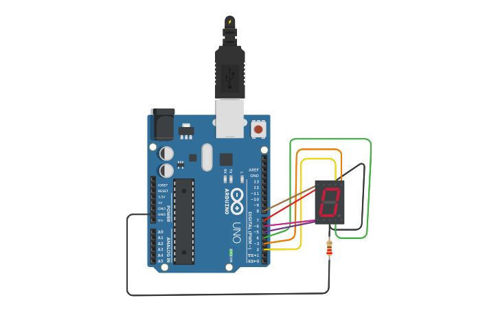 Circuit design Funciones Arduino 7 seg | Tinkercad