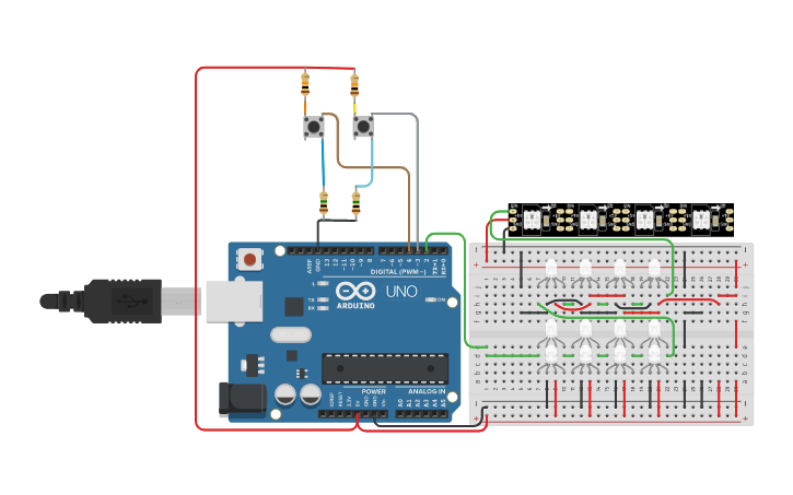 Circuit design Neopixels flamboyants V2.0 | Tinkercad