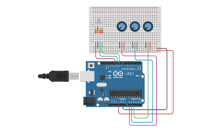 Circuit design Prática 3 - Led RGB (map) | Tinkercad Circuit design Prática 3 - Led RGB (map) | Tinkercad
