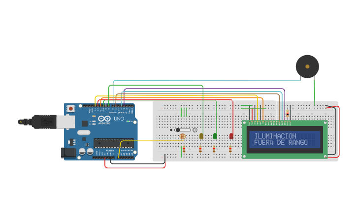 Circuit design sensor de luz - Tinkercad