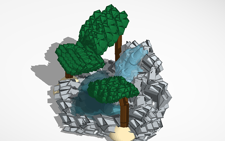 3D design waterfall - Tinkercad