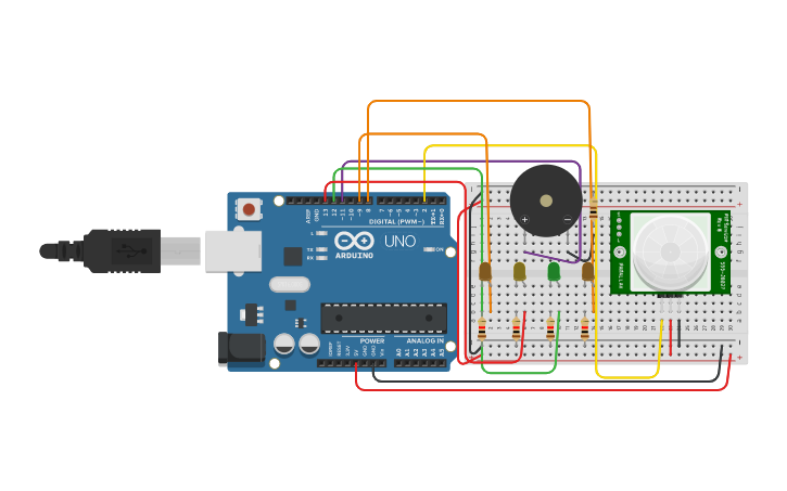 Circuit design P4 ARDUINO: SENSOR PIR (reto) | Tinkercad