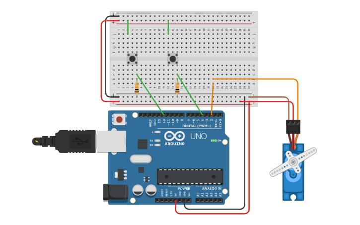 Circuit Design Forward And Backward Servo Motor Tinkercad