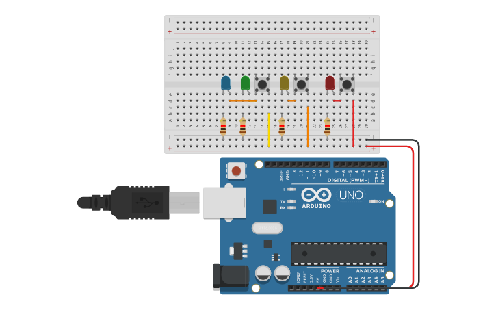 Circuit design Arduino y placa de pruebas 1 | Tinkercad
