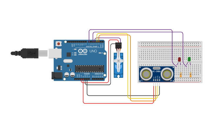 Circuit design Sensor-Servo - Tinkercad