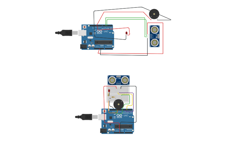 Circuit design Sensor de Distância Efeito Sonoro | Tinkercad