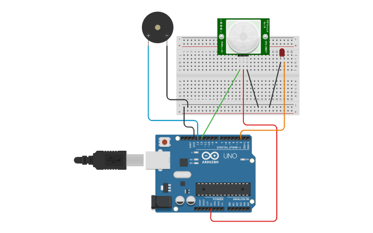 Circuit design PIR sensor 66711821 - Tinkercad