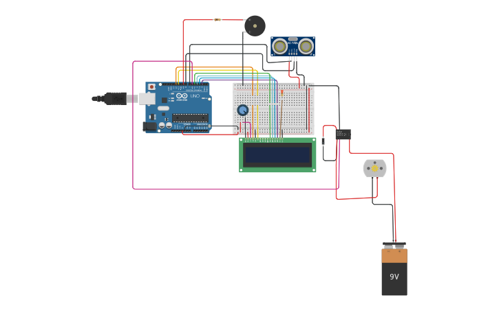 Circuit design automatic water level - Tinkercad