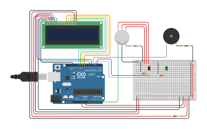 Circuit design Gas Detection Sensor - Tinkercad