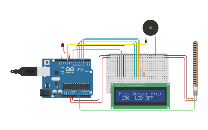 Circuit design Flex Sensor - Tinkercad