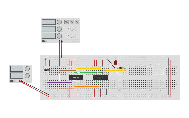 Circuit design Exp 10: Serial In Serial Out Shift Register | Tinkercad