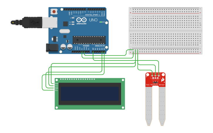 Circuit design MACAPINTAL - Soil Moisture Sensor with LCD - Tinkercad