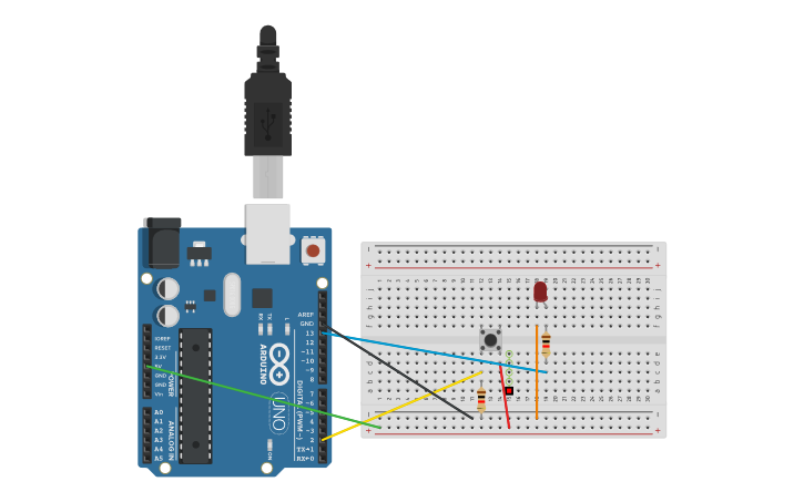 Circuit design Copy of Led dengan tombol - Tinkercad Circuit design Copy of Led dengan tombol - Tinkercad