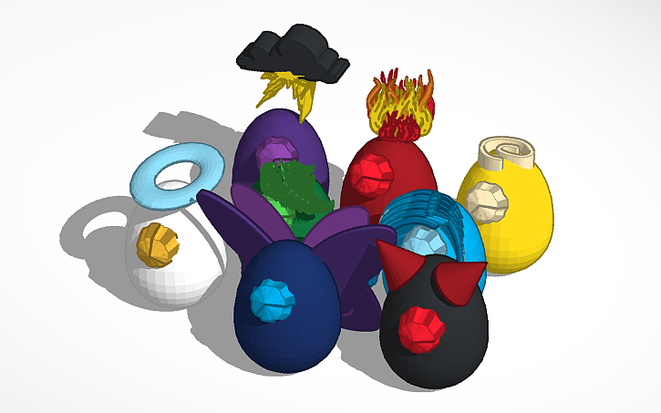 3D design elemental eggs | Tinkercad