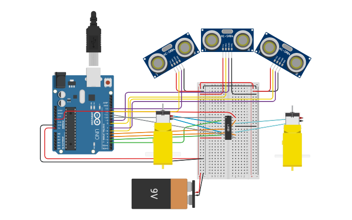 Circuit design Avoid obstacle - Tinkercad