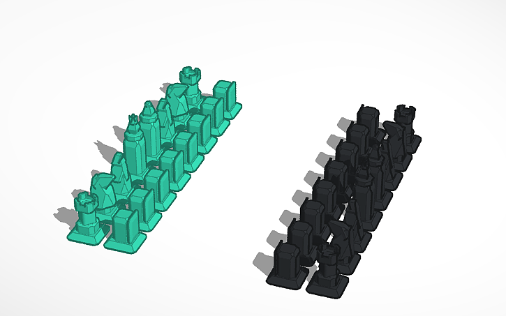 3D design Custom Chess Set - Tinkercad