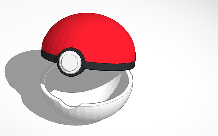 3D design pokeball (can open) - Tinkercad