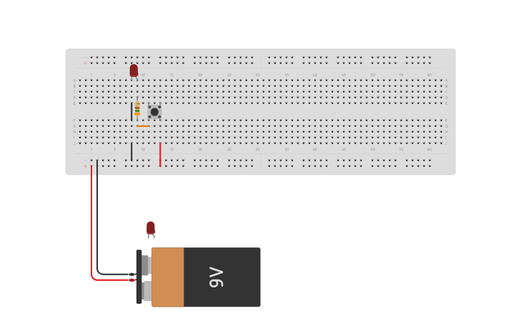 Circuit Design 2 Accensione Led Da Pulsante Tinkercad