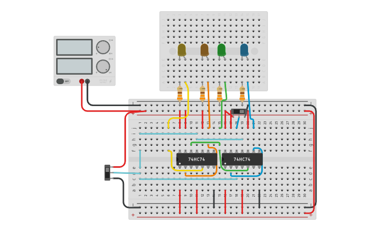 Circuit design shift-Register - Tinkercad