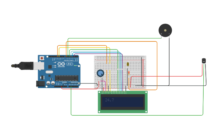 Circuit design Sensor de Temperatura - Tinkercad