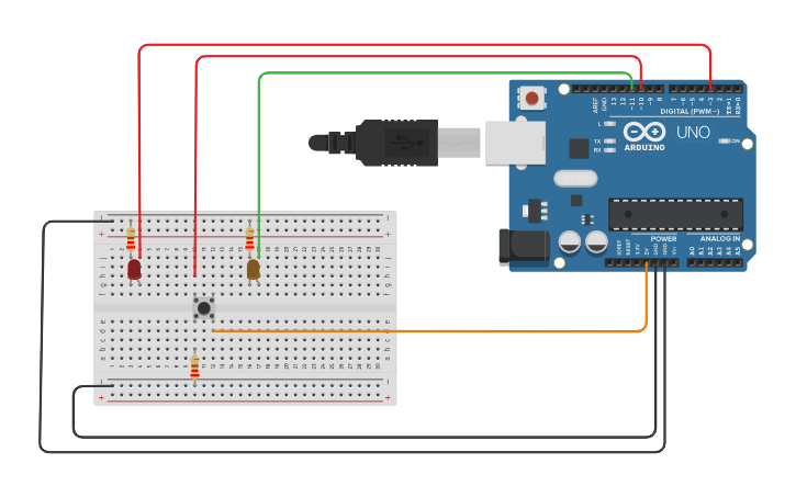 Circuit design Led con botón - Tinkercad