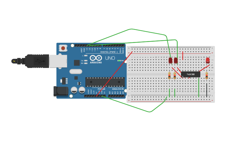 Circuit design NOR - Tinkercad